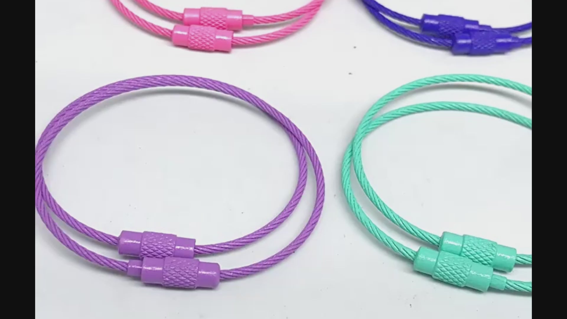 Candy Color Painted Steel Wire Rope Car Key Ring Keychain DIY Accessor ...